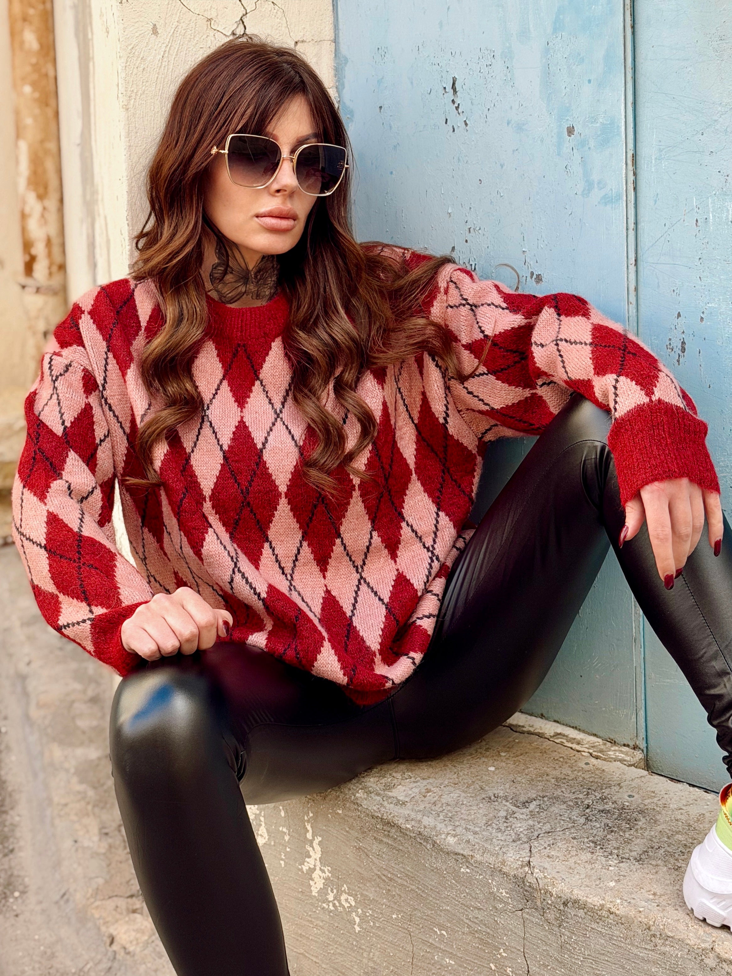 Ruby Argyle Knit Jumper | The Dressing Room Malta